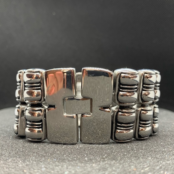 PJM | Jewelry | Stainless Steel Bold Double Row Bracelet | Poshmark